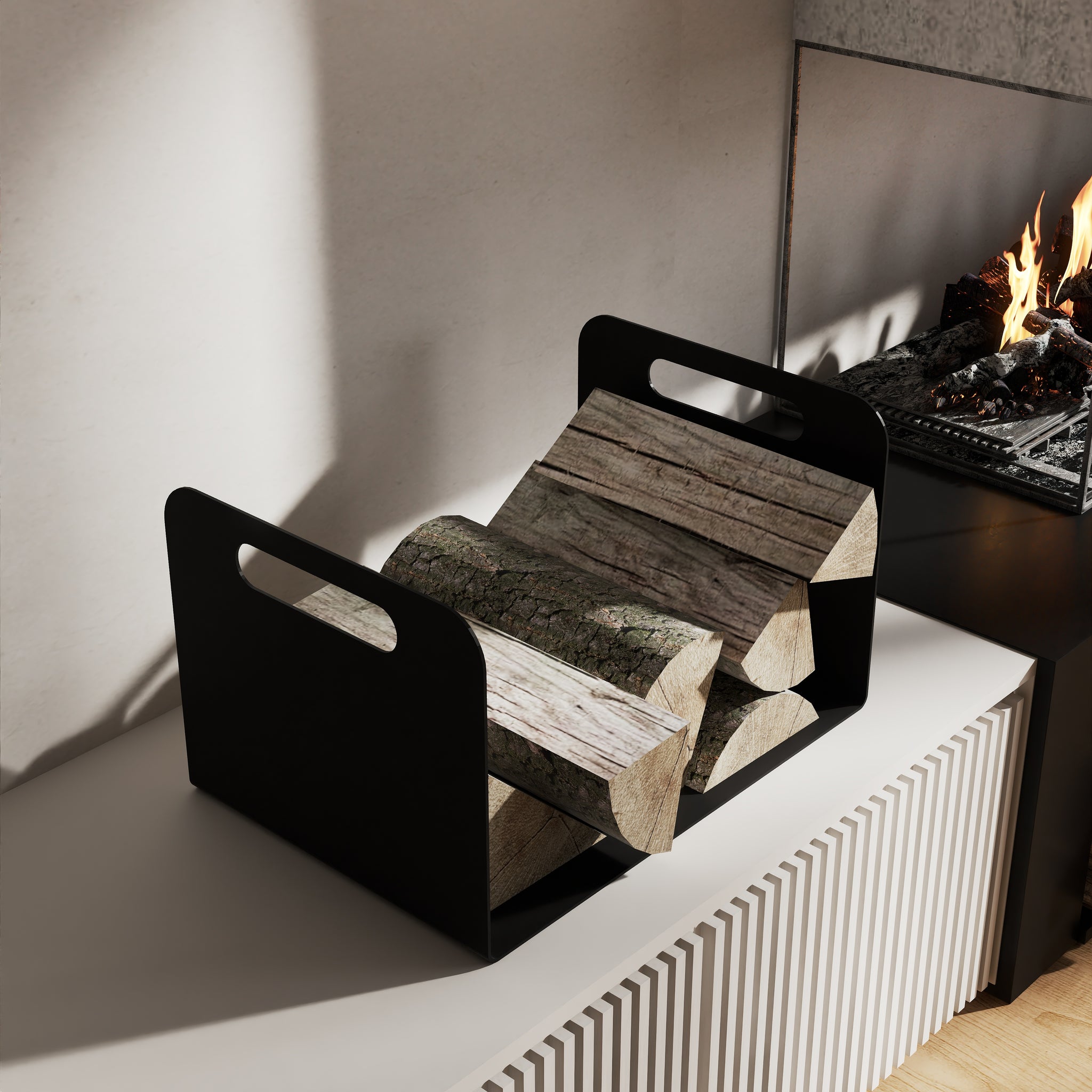 Cos pentru lemne U – otel vopsit electrostatic, design modern